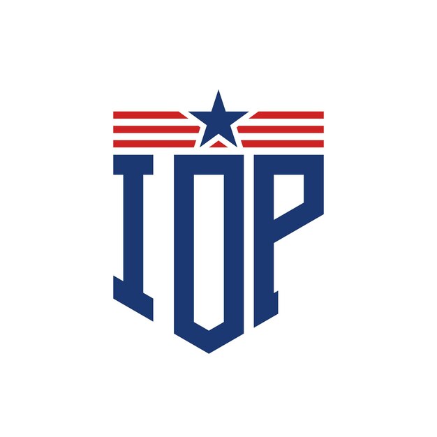 Premium Vector Patriotic Iop Logo With Star And American Flag Straps Letter Iop Logo With Usa Flag