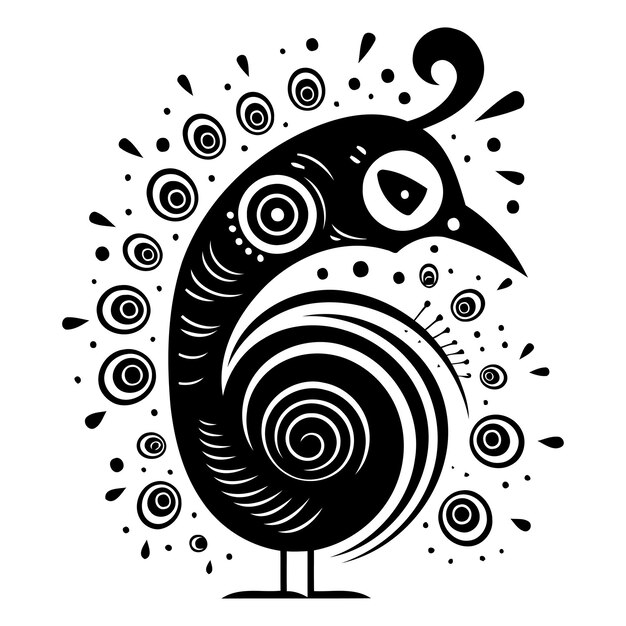 Premium Vector Peacock Black And White Vector Illustration On White