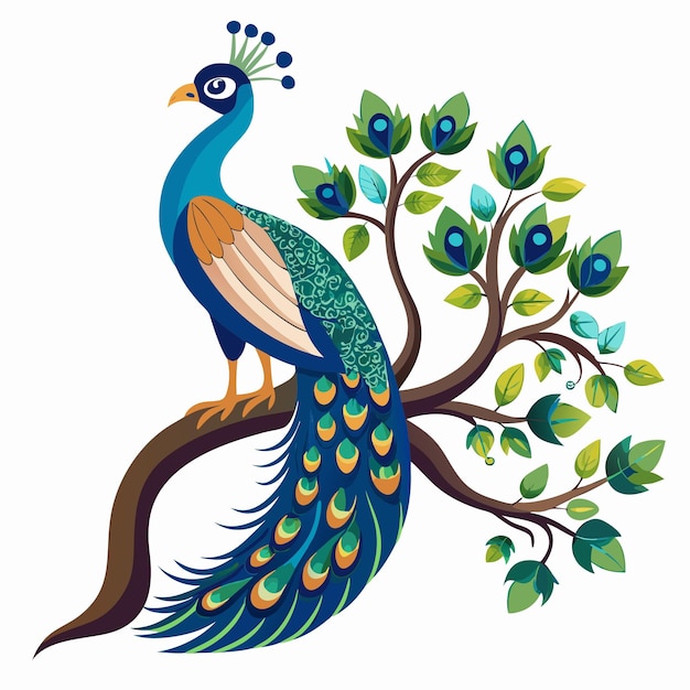 Peacock Illustration Vector Premium Ai Generated Vector