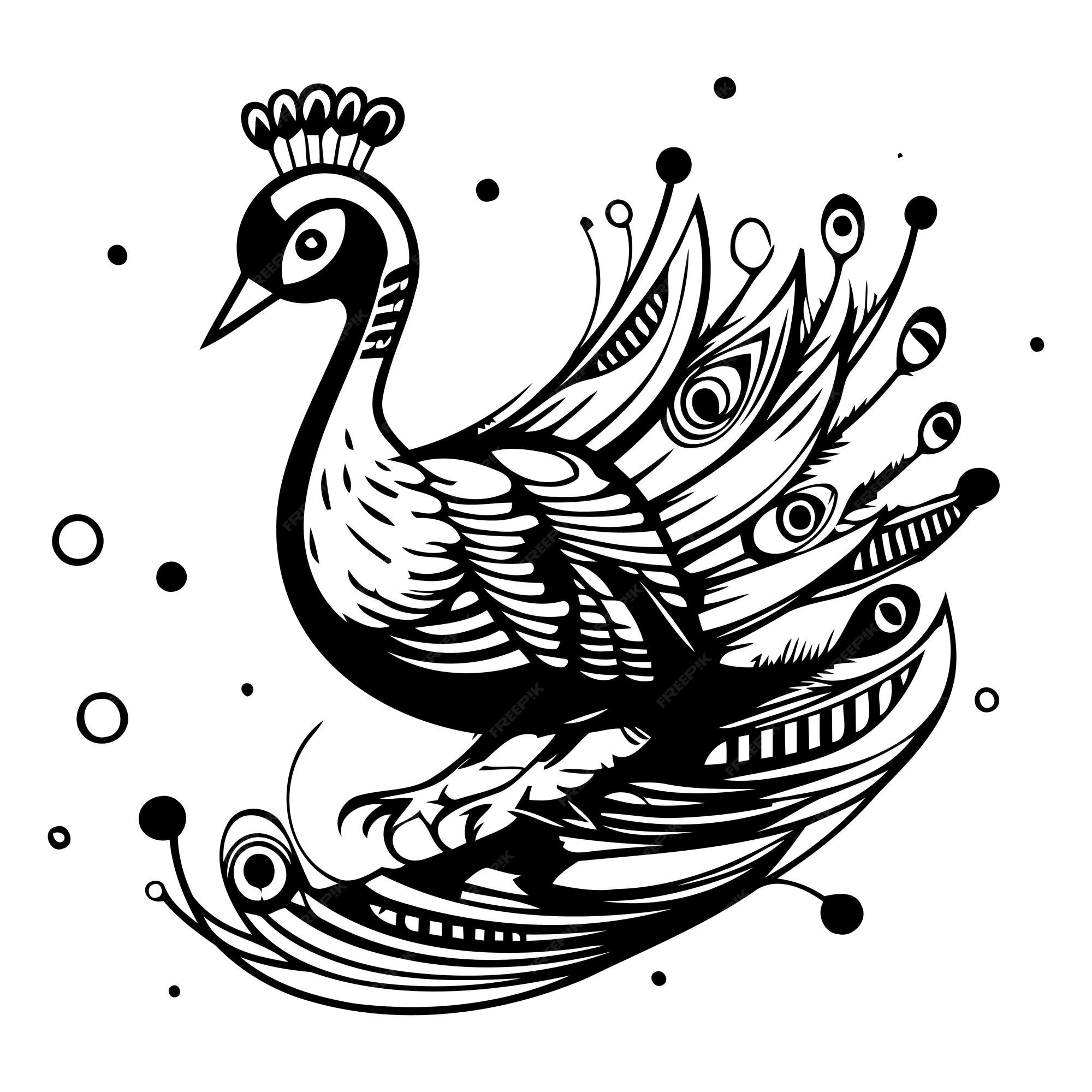 Peacock With Peacock Tail Vector Illustration On White Background Premium Ai Generated Vector
