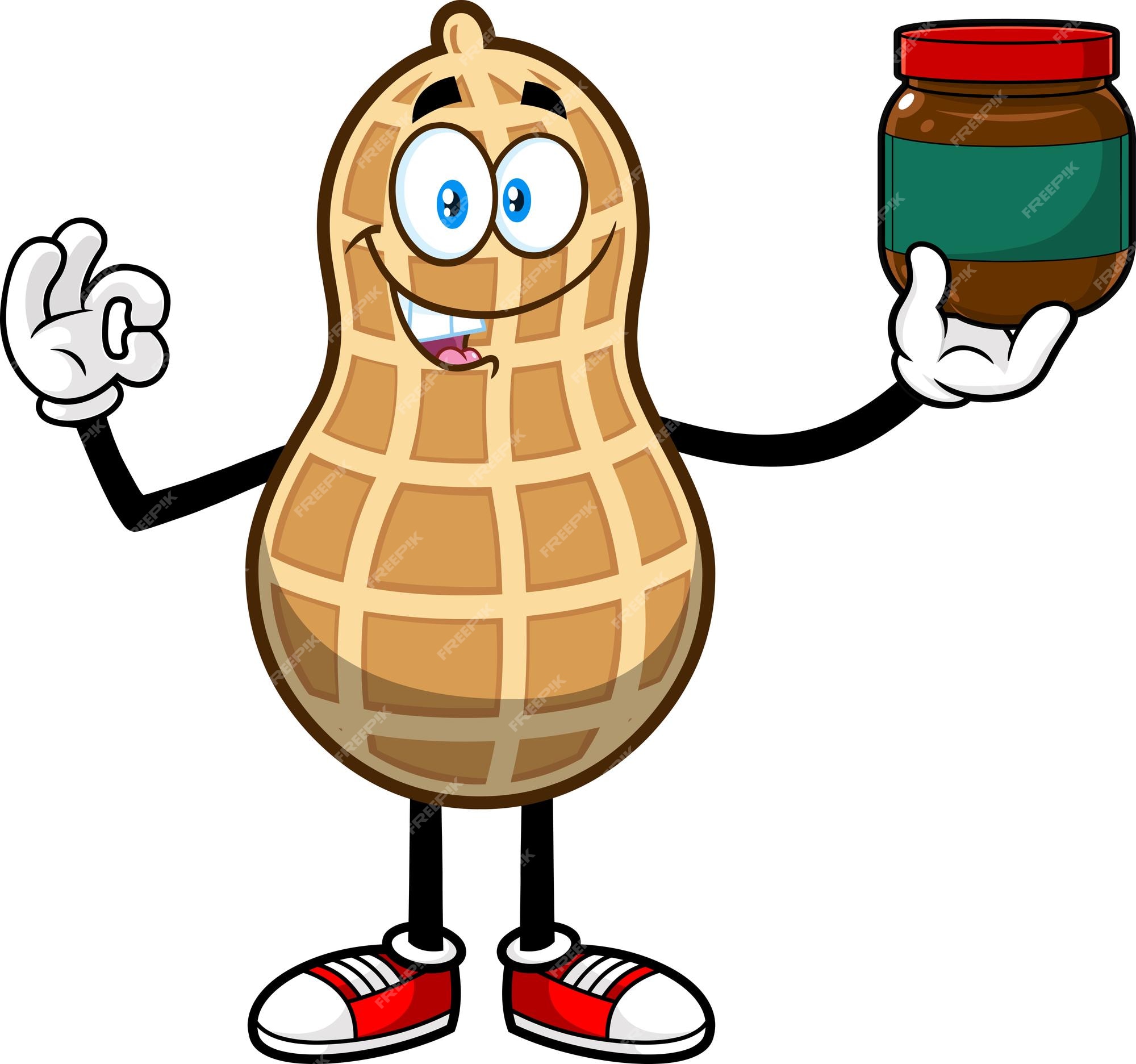 Premium Vector | Peanut Cartoon Character Holding A Jar Of Peanut ... Premium Vector | Peanut Cartoon Character Holding A Jar Of Peanut ...