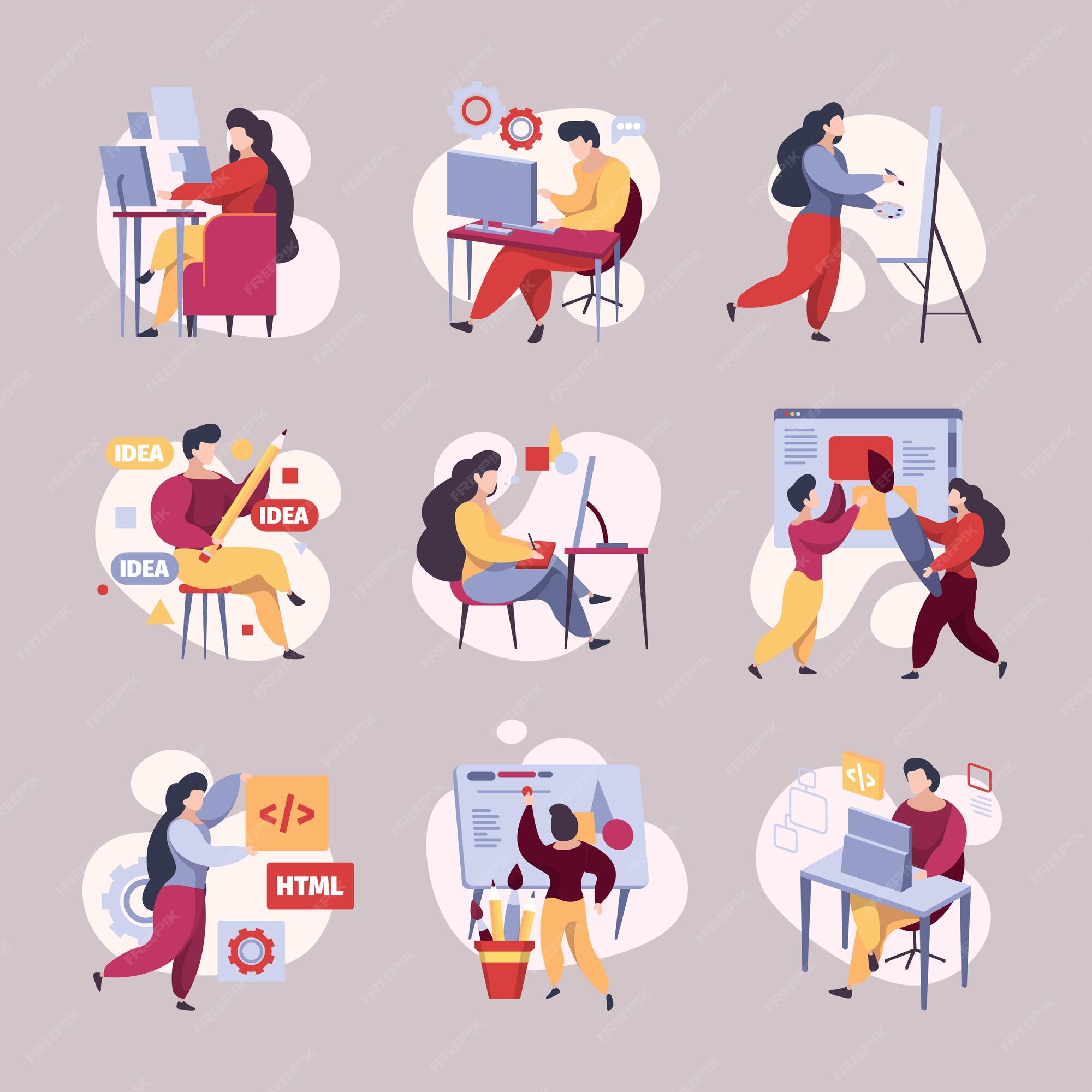 Premium Vector | People coding. Busy web developers hackers programmers ...