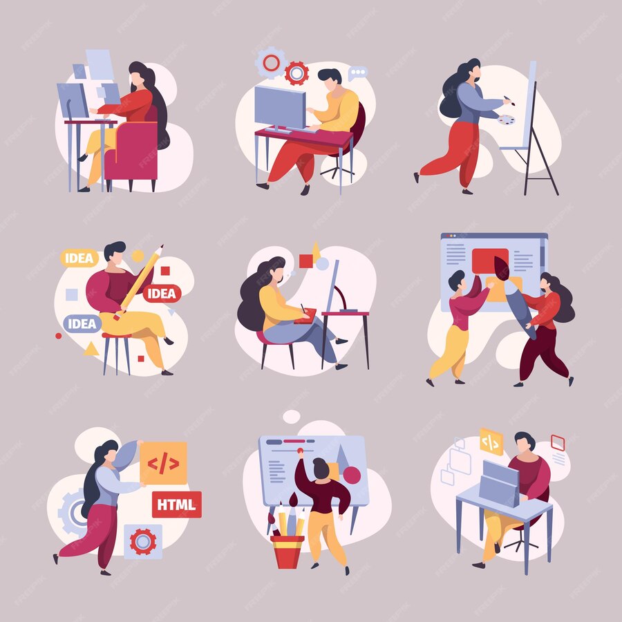 Premium Vector | People coding. Busy web developers hackers programmers ...