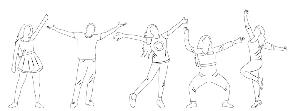 Premium Vector | People dancing disco sketch outline isolated vector Premium Vector | People dancing disco sketch outline isolated vector