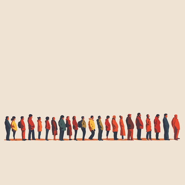 Premium Vector | People_queuing_up_in_a_long_queue_linevector Premium Vector | People_queuing_up_in_a_long_queue_linevector