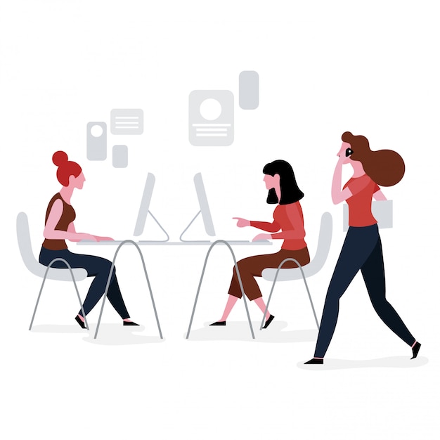 Premium Vector | People working in workspace Premium Vector | People working in workspace