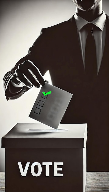 Premium Vector | Person casting vote by placing ballot box Premium Vector | Person casting vote by placing ballot box