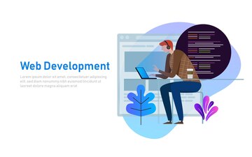 Premium Vector | Person programmer working with program code on screen ...