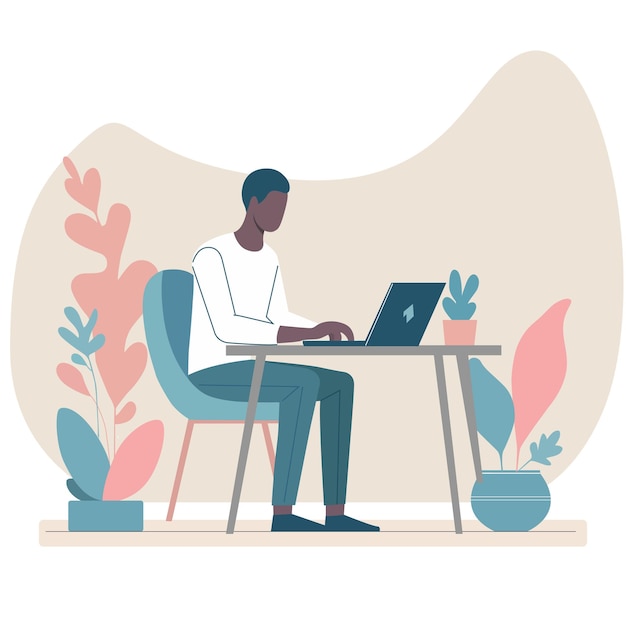 Premium Vector Personal Workspace Flat Vector Illustration