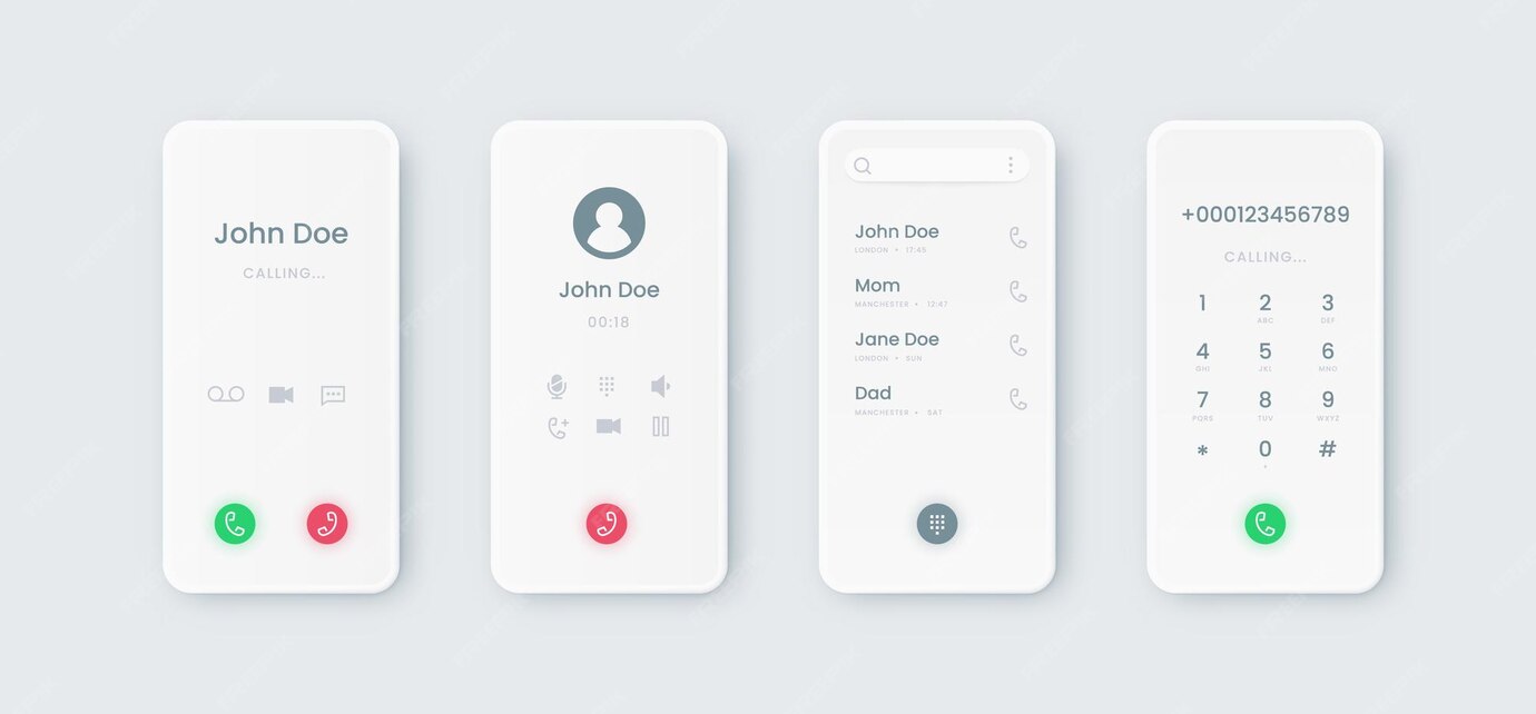 Premium Vector | Phone call ui incoming touchscreen interface mockup ...