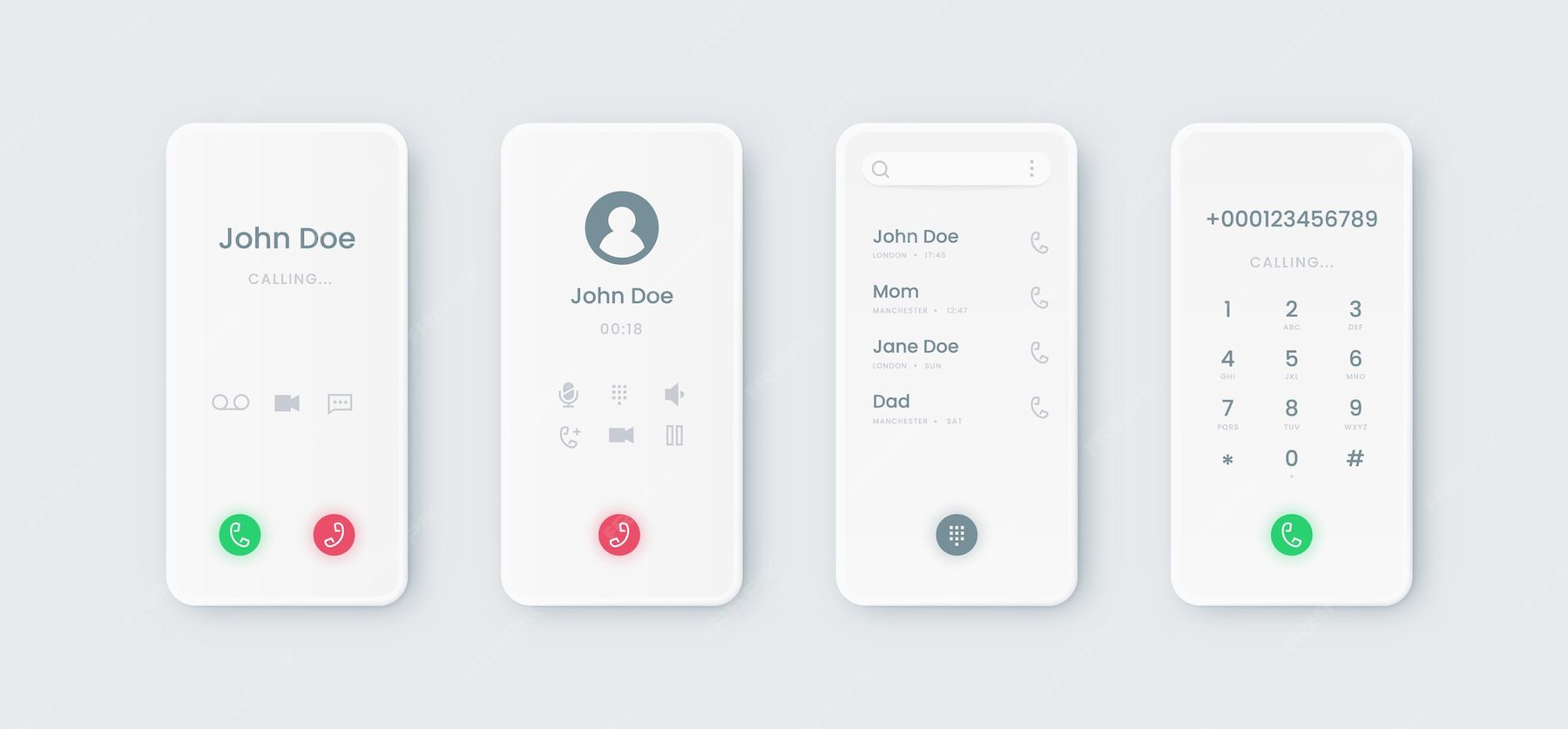 Premium Vector | Phone call ui incoming touchscreen interface mockup ...
