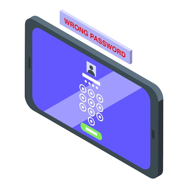Premium Vector | Phone wrong password icon isometric vector signing problem Premium Vector | Phone wrong password icon isometric vector signing problem