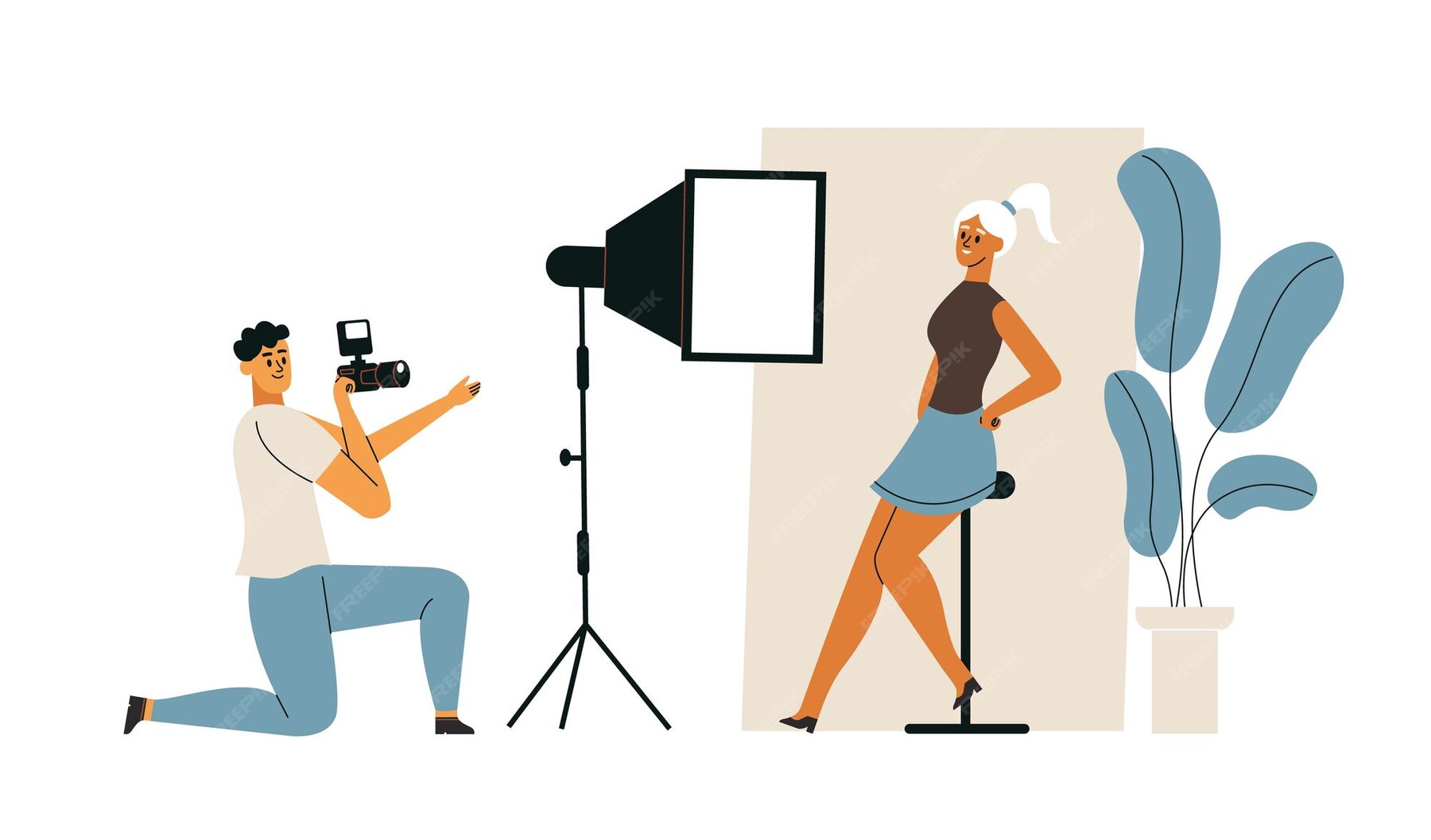 Premium Vector | Photographers and models professional cameraman ... Premium Vector | Photographers and models professional cameraman ...