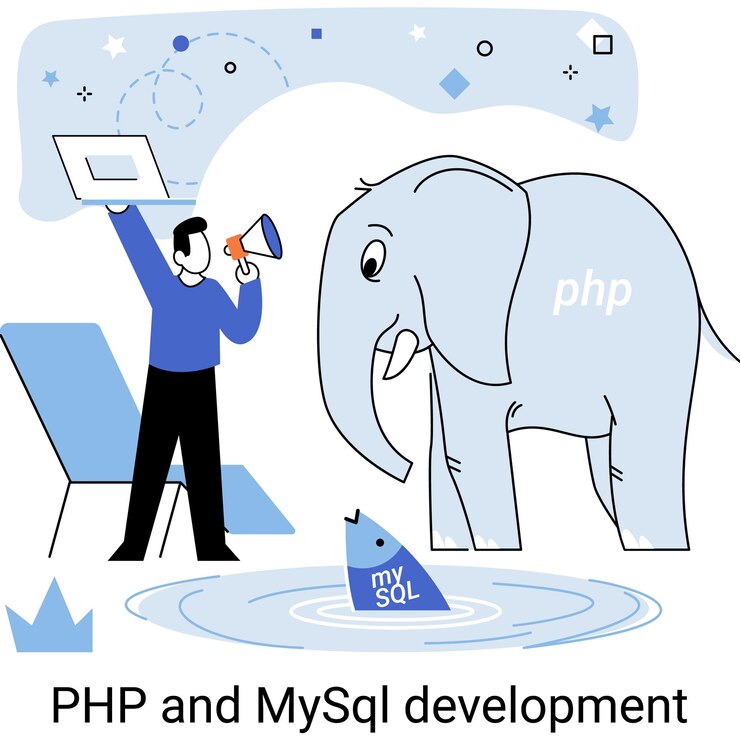 Premium Vector | PHP and MySql development metaphor Software website ...