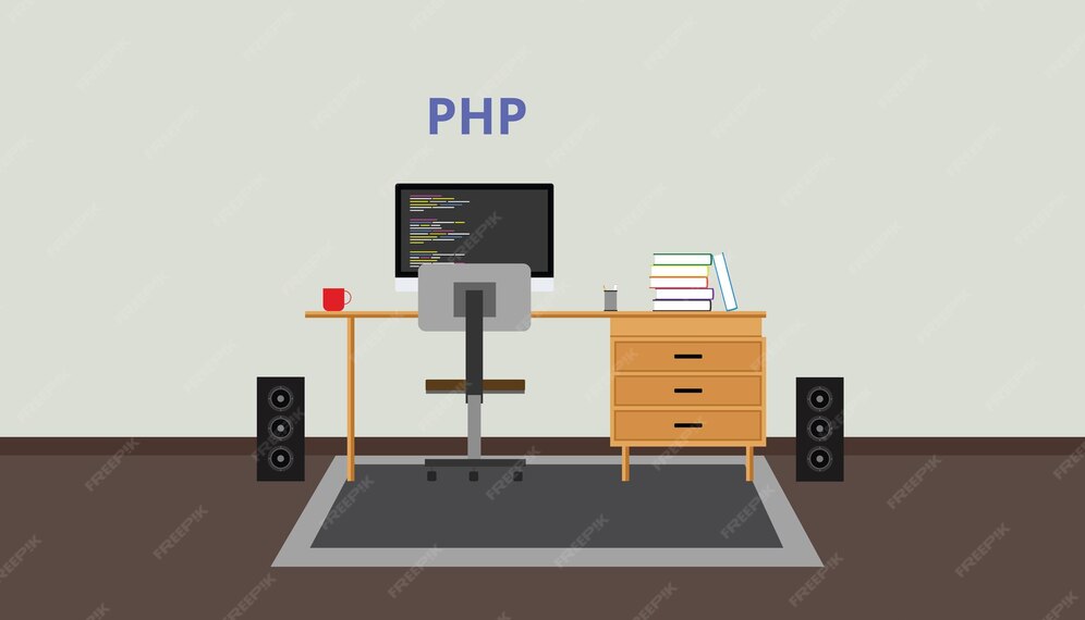 Premium Vector Php Programmer Developer Workspace