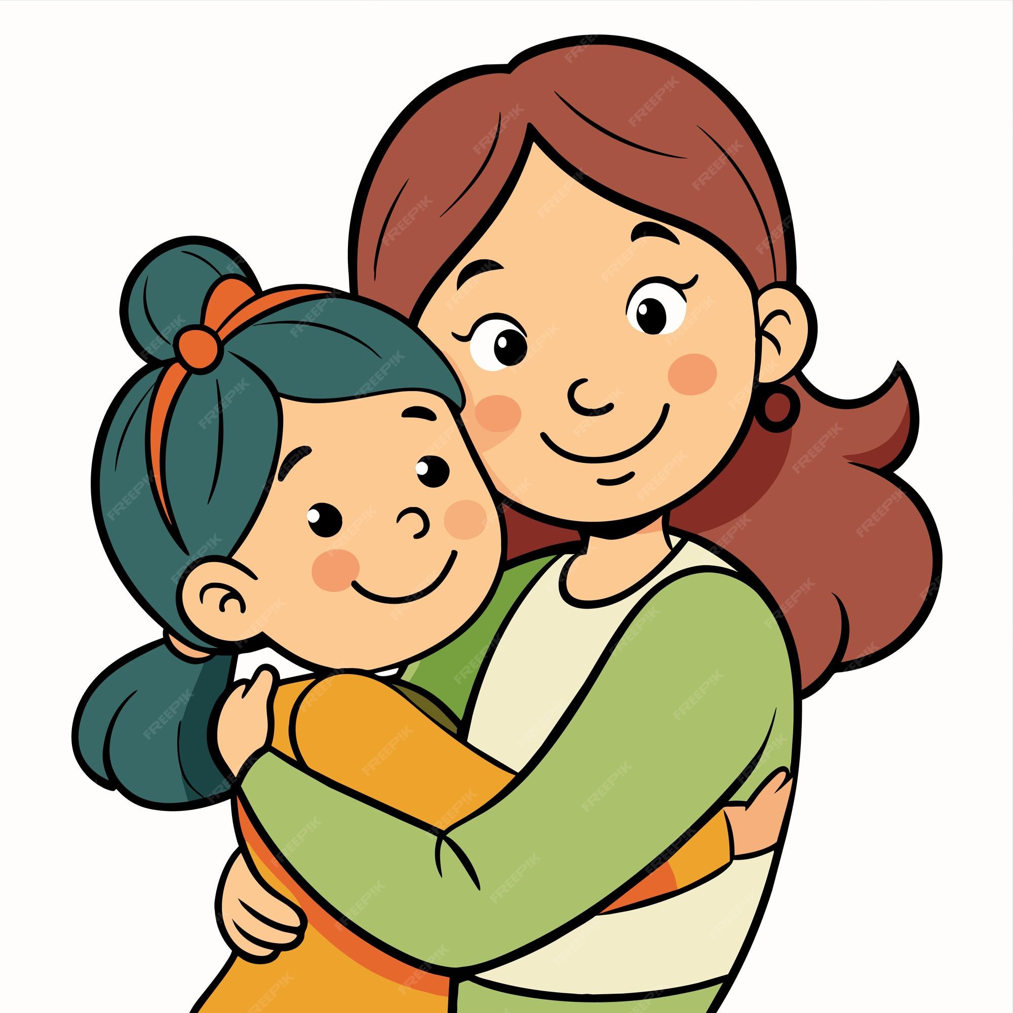 Premium Vector A Picture Of A Mother Hugging Her Daughter