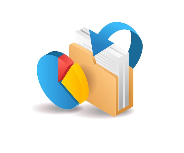 Premium Vector | Pie chart data server folders Premium Vector | Pie chart data server folders