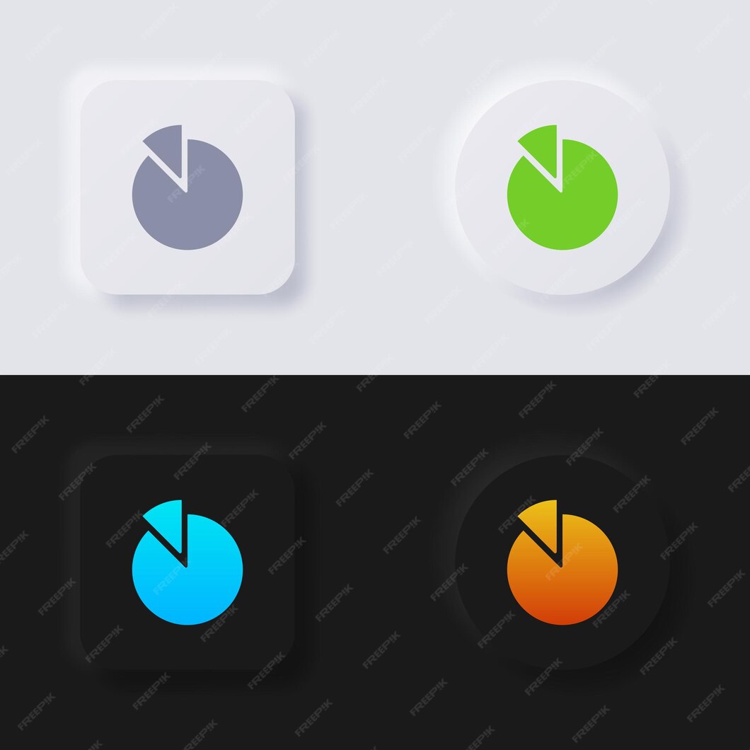 円グラフ アイコン セット多色ニューモーフィズム ボタン ソフト Ui デザイン Web デザイン アプリケーション Ui など ボタン