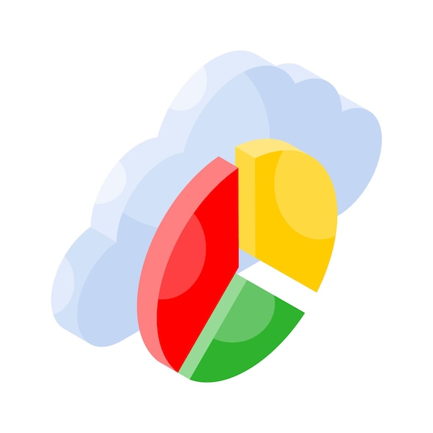 Premium Vector | Pie graph with cloud beautiful isometric icon of cloud ... Premium Vector | Pie graph with cloud beautiful isometric icon of cloud ...