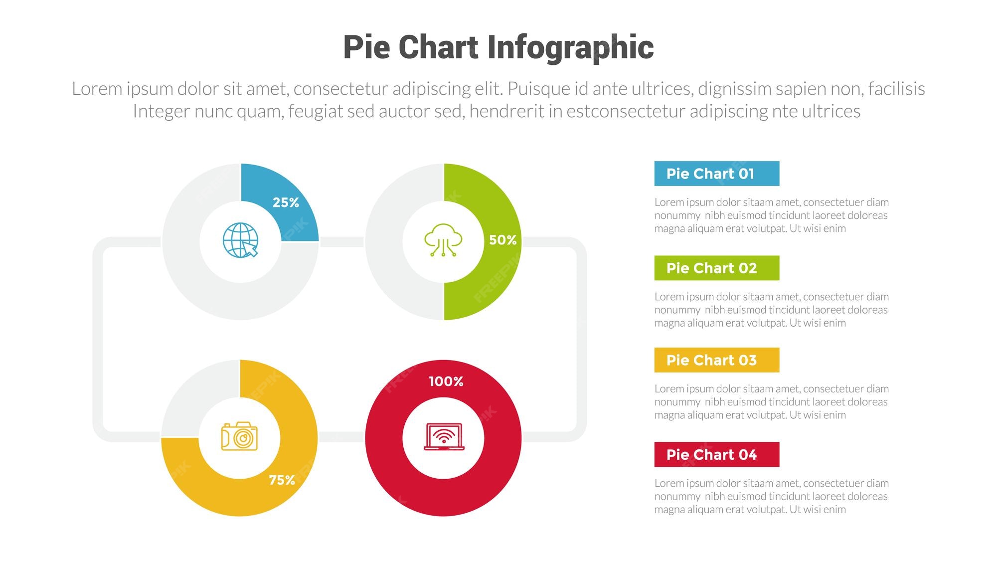 Premium Vector | Piechart or pie chart diagram infographics template diagram with 4 point with ...