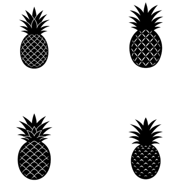 Premium Vector | Pineapple set silhouette vector illustration Premium Vector | Pineapple set silhouette vector illustration