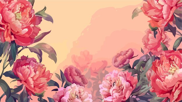 Premium Vector | A pink and green floral painting with pink flowers Premium Vector | A pink and green floral painting with pink flowers