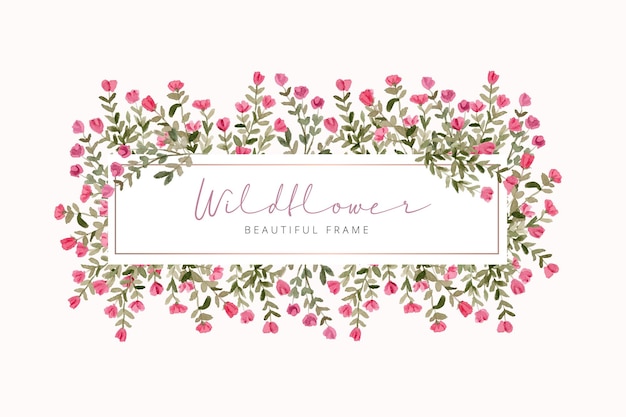 Premium Vector | Pink green floral watercolor frame Premium Vector | Pink green floral watercolor frame
