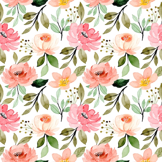 Premium Vector | Pink green floral watercolor seamless pattern Premium Vector | Pink green floral watercolor seamless pattern