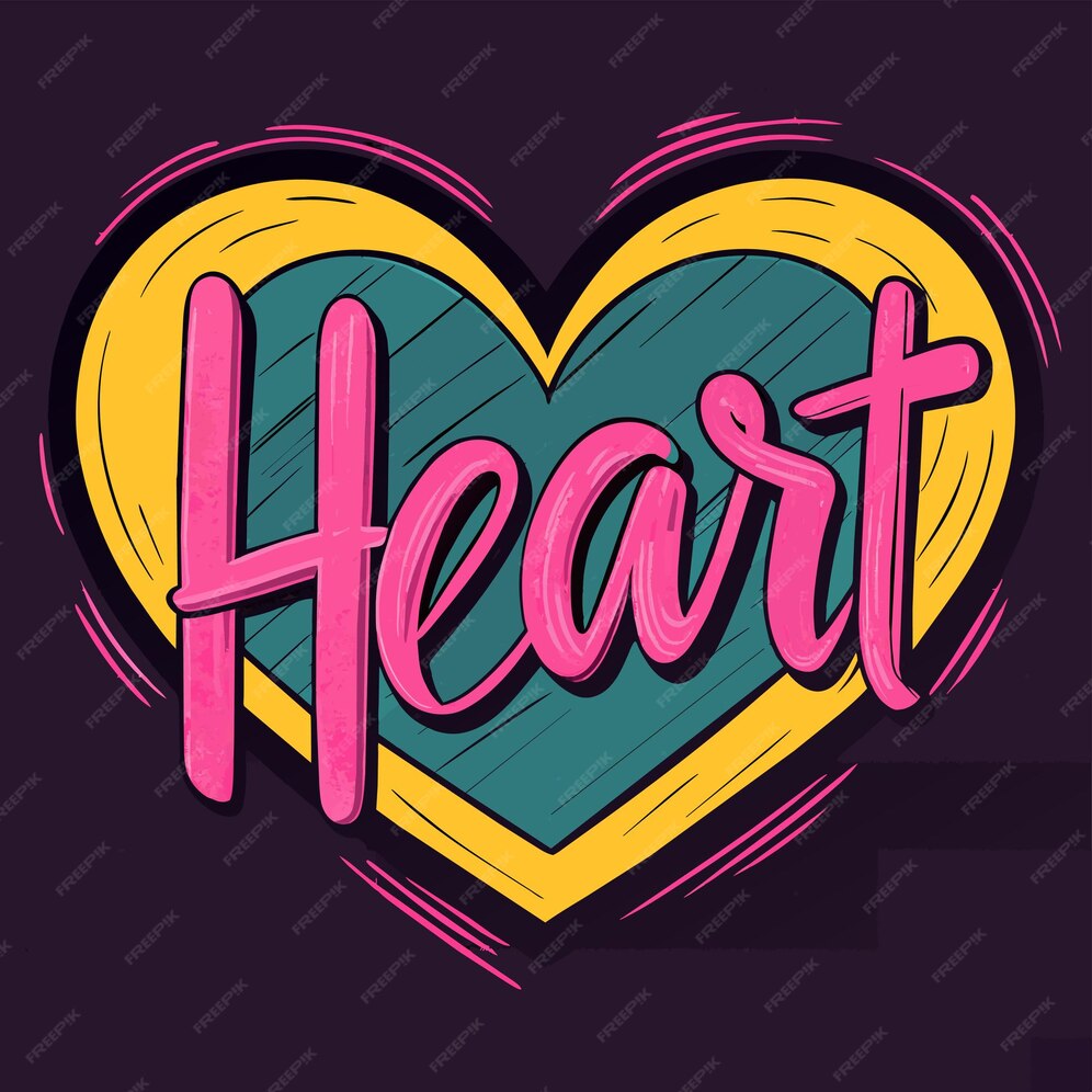 A pink heart with the word heart on a black background | Premium AI ... A pink heart with the word heart on a black background | Premium AI ...