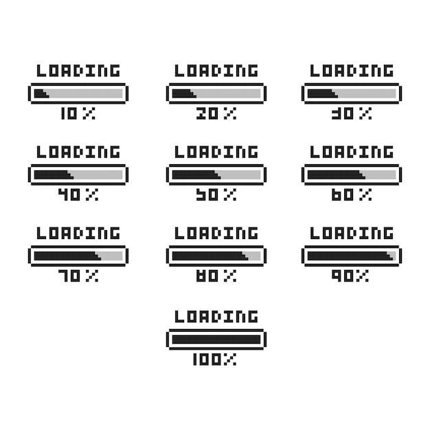 Premium Vector | Pixel art 8 bit loading bar Premium Vector | Pixel art 8 bit loading bar