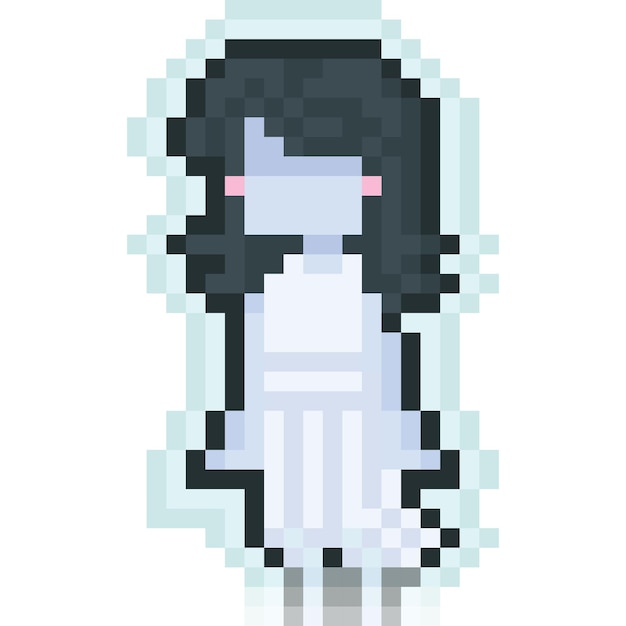 Premium Vector | Pixel art cartoon female ghost character Premium Vector | Pixel art cartoon female ghost character