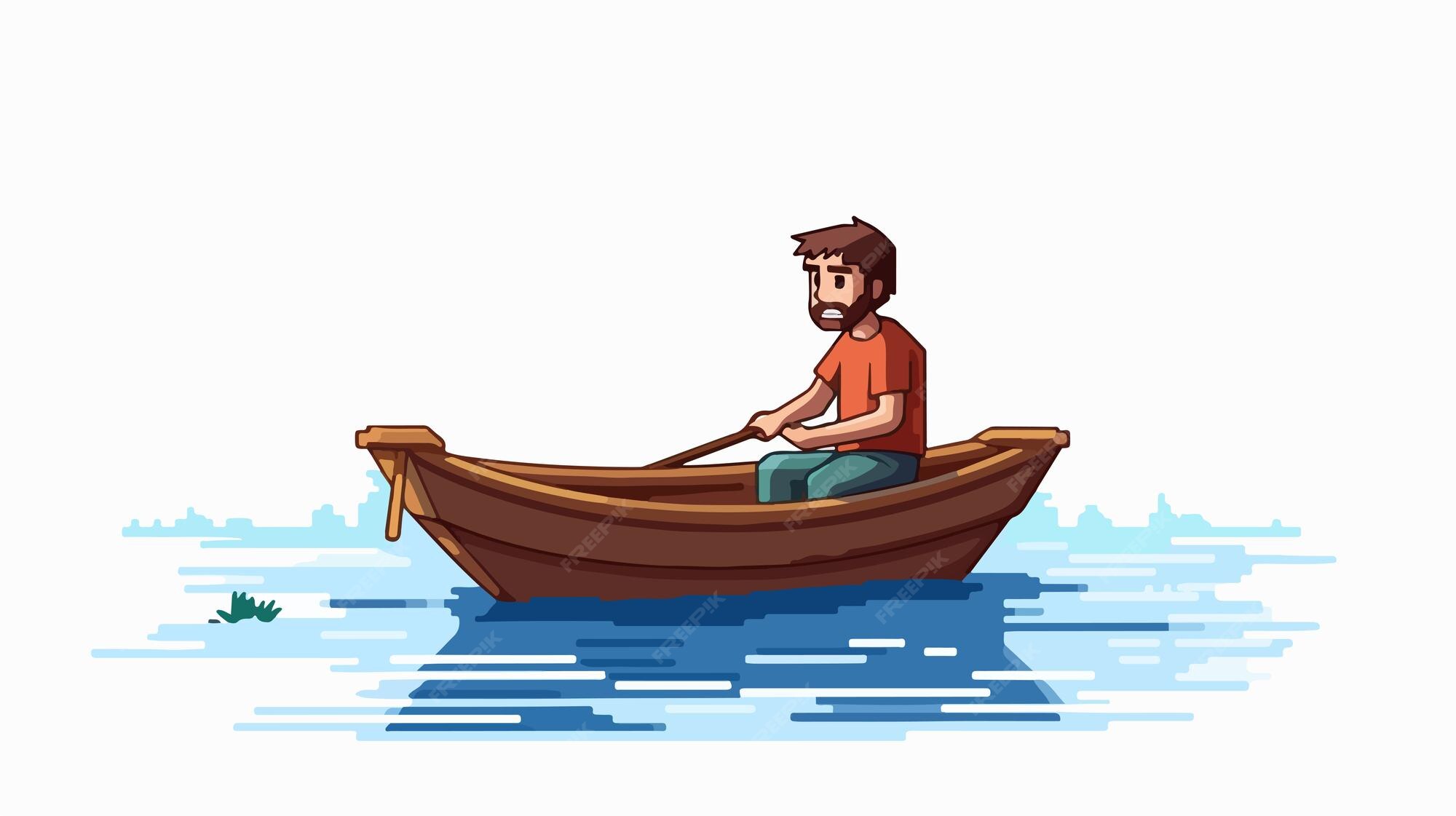 Pixel Art Cartoon Vector of Man in Boat Isolated Cartoon Vector ... Pixel Art Cartoon Vector of Man in Boat Isolated Cartoon Vector ...