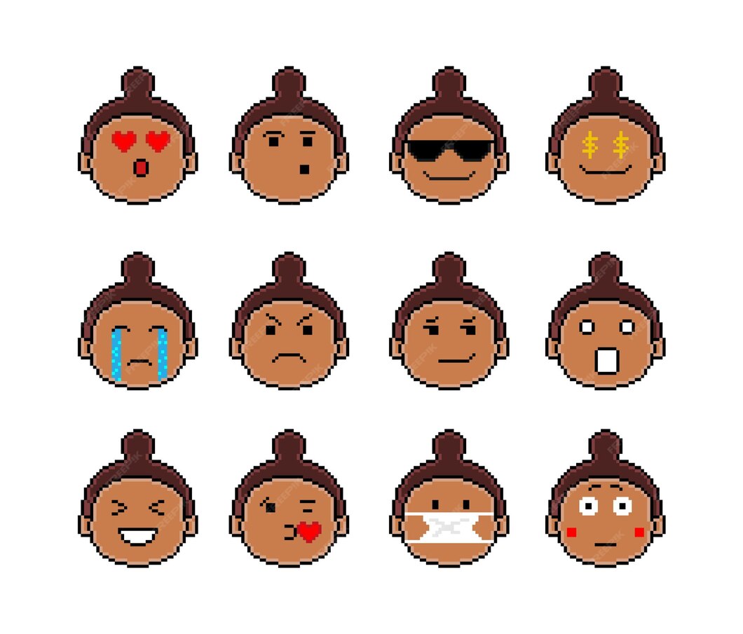 Premium Vector Pixel Art Of Emoji Design Express Yourself With Pixel Art Emoji Designs A