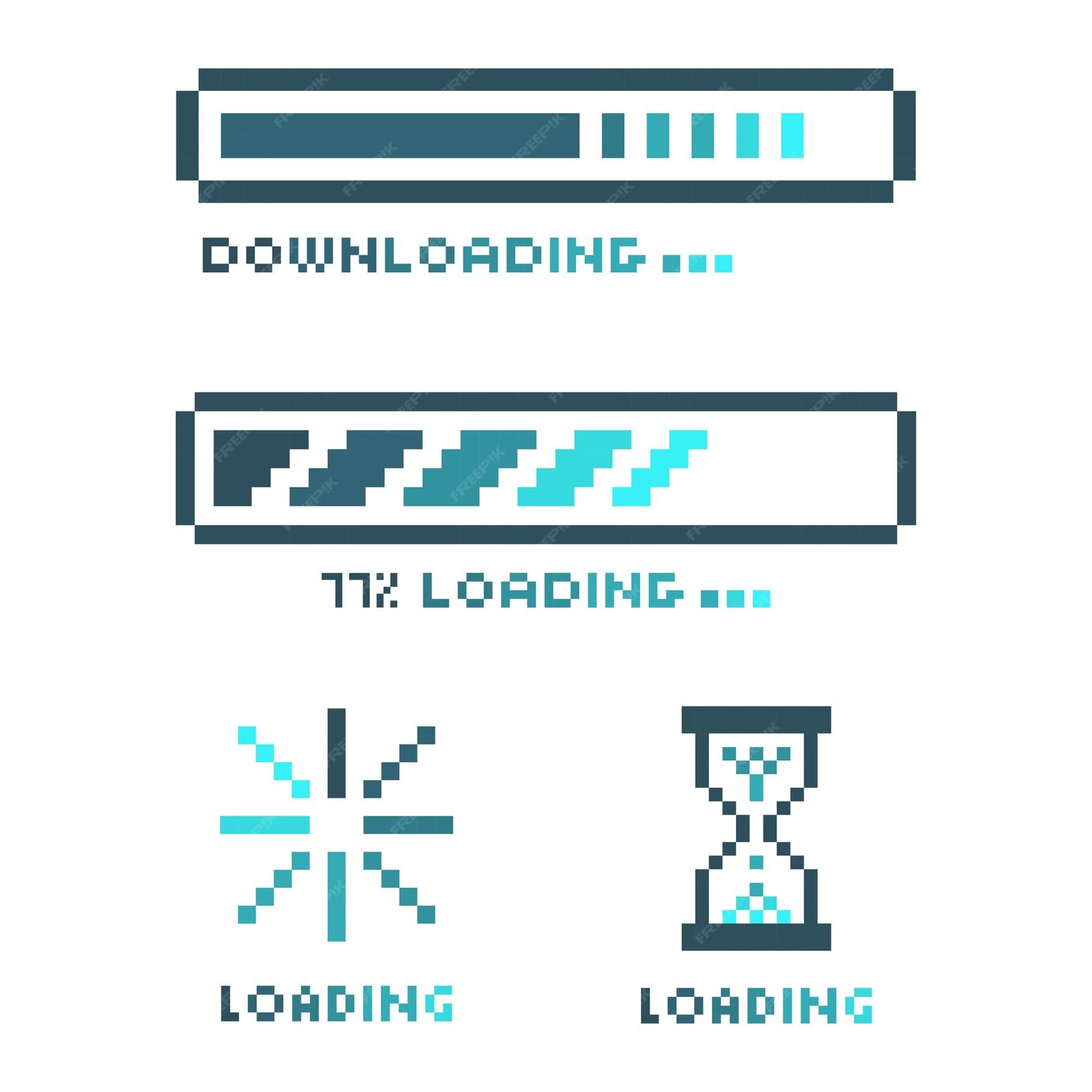 Premium Vector | Pixel art Loading process icon loading status bar round buffer download ...