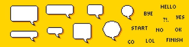 Premium Vector | Pixel speech bubbles chat speech or dialogue vector ... Premium Vector | Pixel speech bubbles chat speech or dialogue vector ...