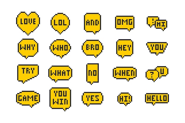 Premium Vector | Pixel speech bubbles with text inside Premium Vector | Pixel speech bubbles with text inside