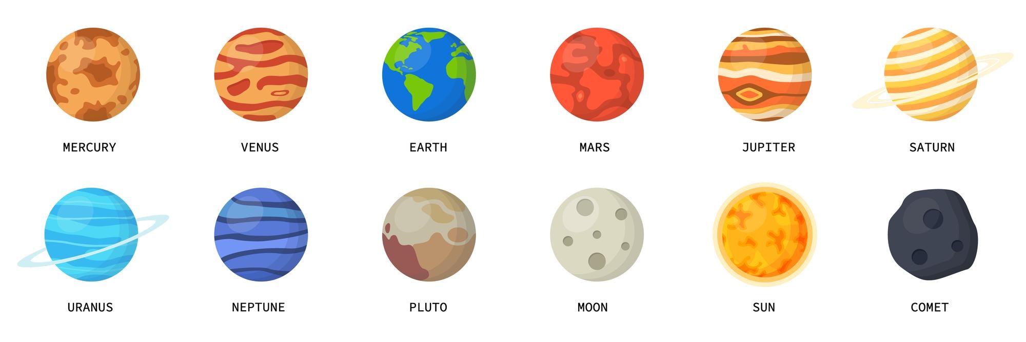 Premium Vector | Planets of the solar system Planets icons set Vector ... Premium Vector | Planets of the solar system Planets icons set Vector ...