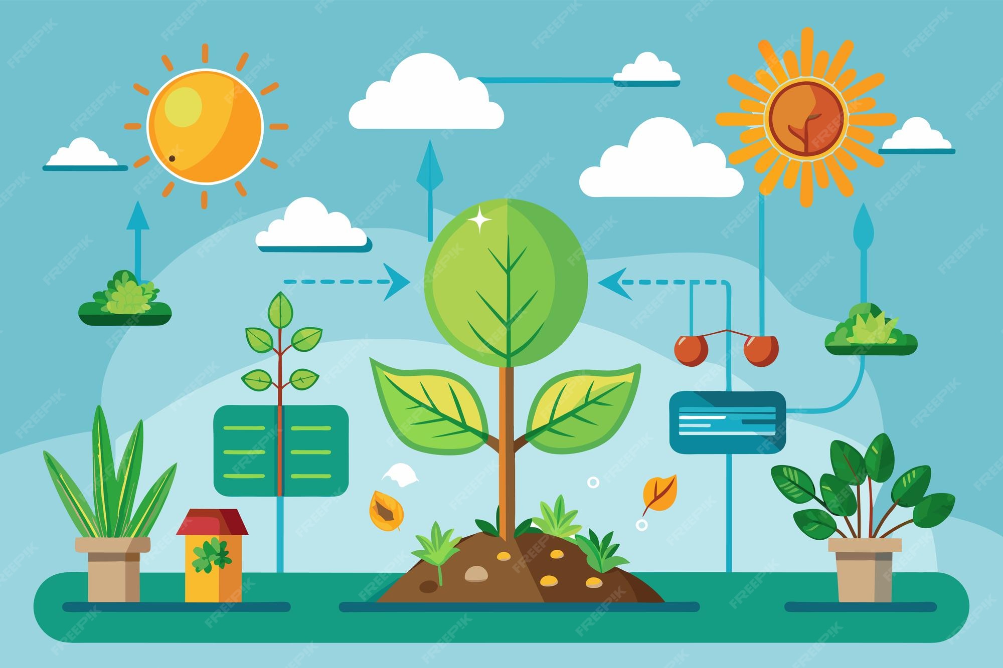 Premium Vector A Plant Life Cycle With Plants Growing In Pots Stepbystep Vector Guide