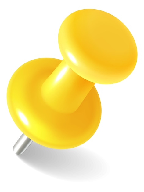 Premium Vector | Plastic thumb tack Realistic yellow push pin Premium Vector | Plastic thumb tack Realistic yellow push pin