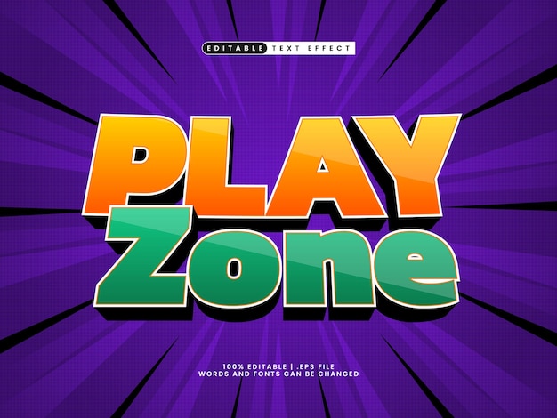 Premium Vector | Play zone editable text effect style Premium Vector | Play zone editable text effect style