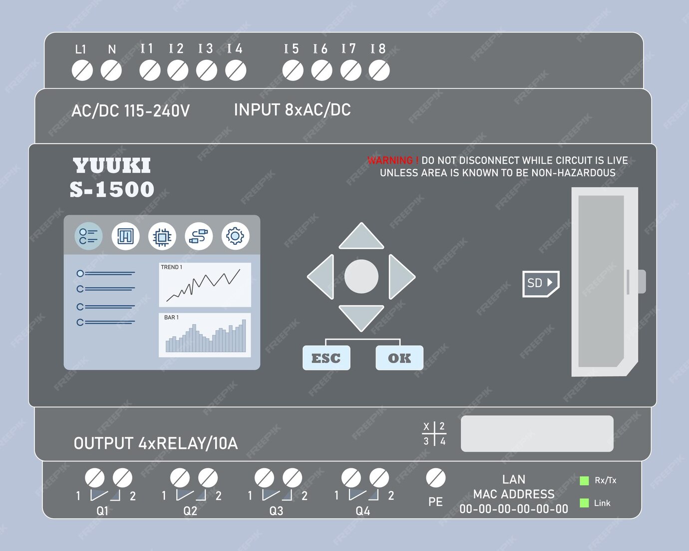 Premium Vector Plc Programable Logic Controller With Input And Output Vector Flat Design 0262