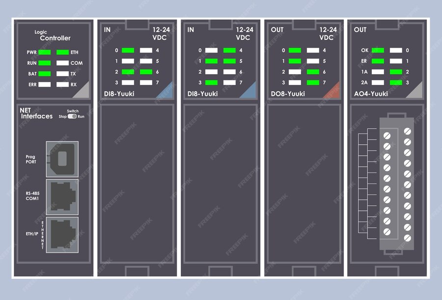 Premium Vector | Plc programable logic controller with input and output vector flat design