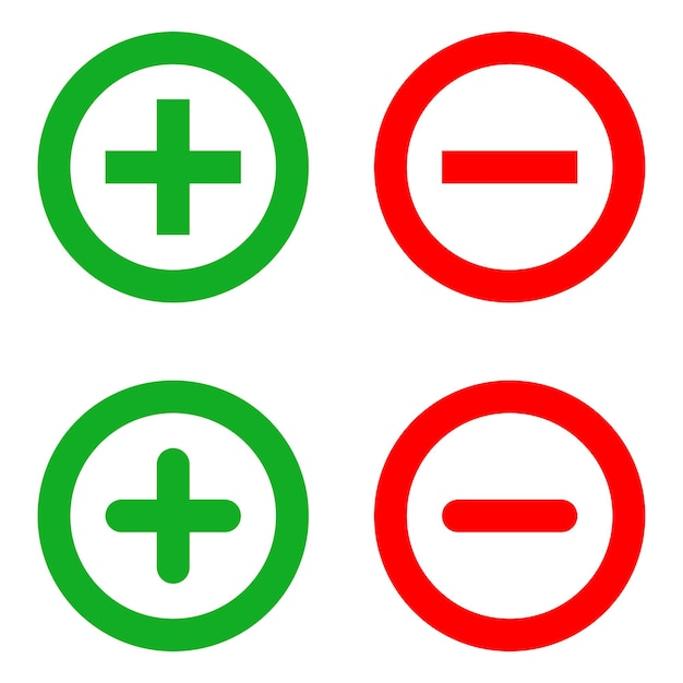 Premium Vector | Plus and minus signs vector icons set Premium Vector | Plus and minus signs vector icons set