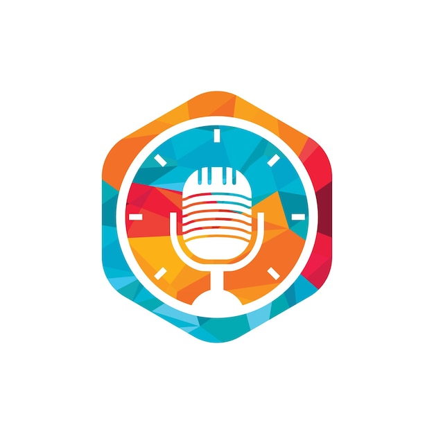 Premium Vector | Podcast time vector logo design template Premium Vector | Podcast time vector logo design template