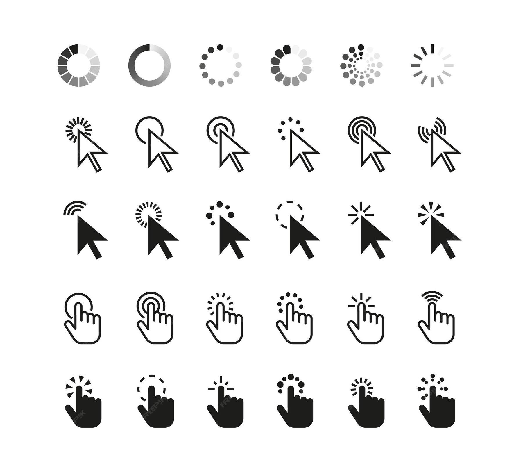 Premium Vector | Pointer click cursor icon web outline pictogram cursors arrow computer hand ...