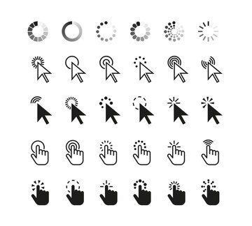 Premium Vector | Pointer click cursor icon web outline pictogram cursors arrow computer hand ...
