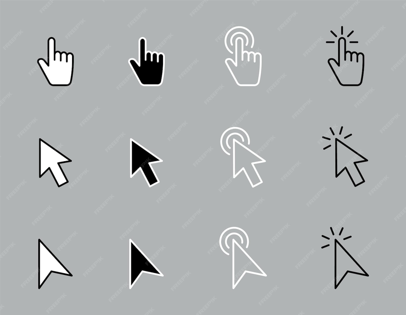Premium Vector Pointer Click Icon Set Hand Cursor Click Arrow Pointer Computer Mouse Cursor