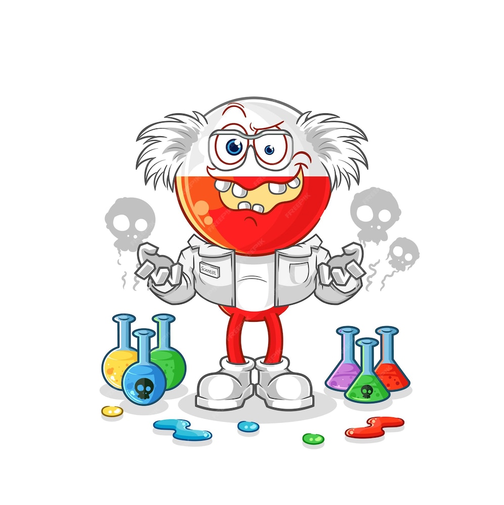 Premium Vector | Poland mad scientist illustration character vector Premium Vector | Poland mad scientist illustration character vector