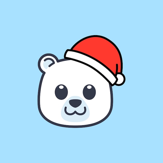 Premium Vector Polar Bear Wearing Santa Hat Illustration