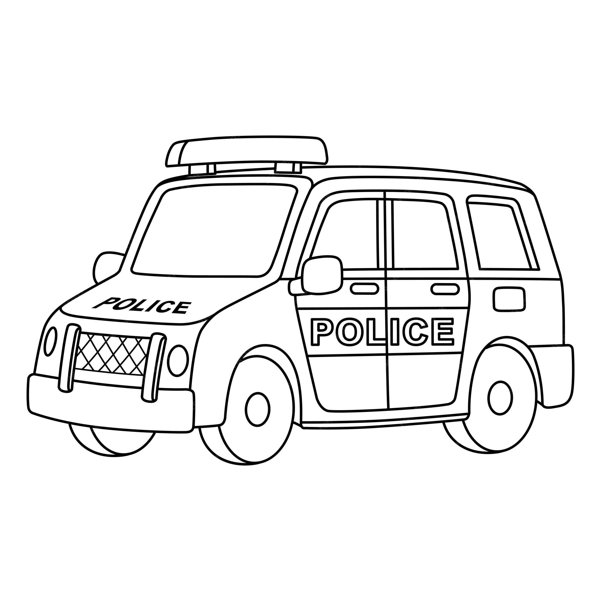 Politiewagen Geïsoleerde Kleurplaat Voor Kinderen Premium Vector